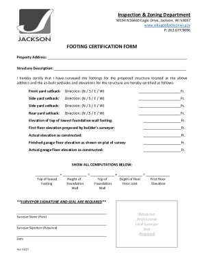 Fillable Online Footing Certification Form Fax Email Print - pdfFiller