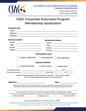 Fillable Online CSAC Finance CorporationServing California Counties Fax ...