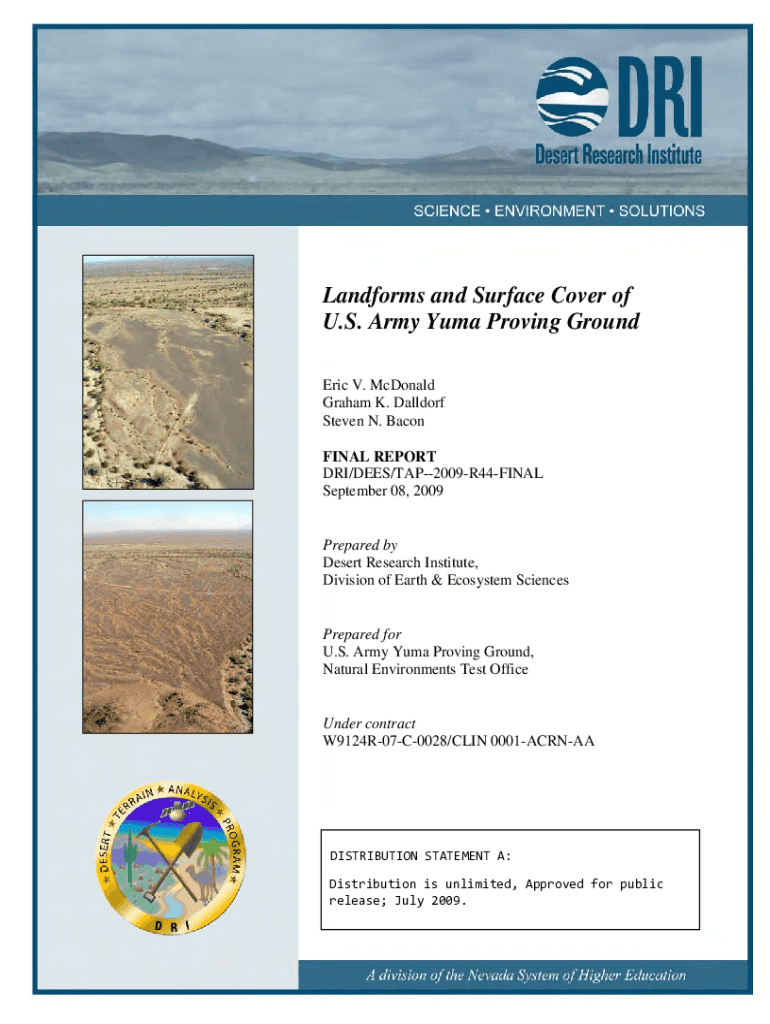Fillable Online Landforms and Surface Cover of US Army Yuma Proving ...