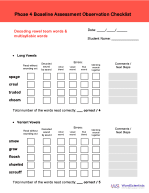 Fillable Online Phase 4 Baseline Assessment Observation Checklist Fax ...