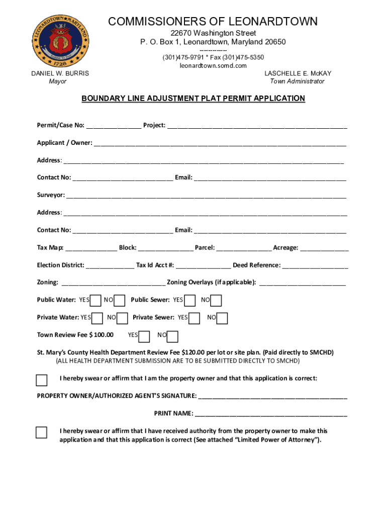 Fillable Online Boundary Line Adjustment Permit Application - Form 2 Fax Email Print - pdfFiller