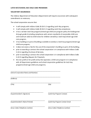 Fillable Online Latch Key/School Age Child Care Programs. Latch Key ...