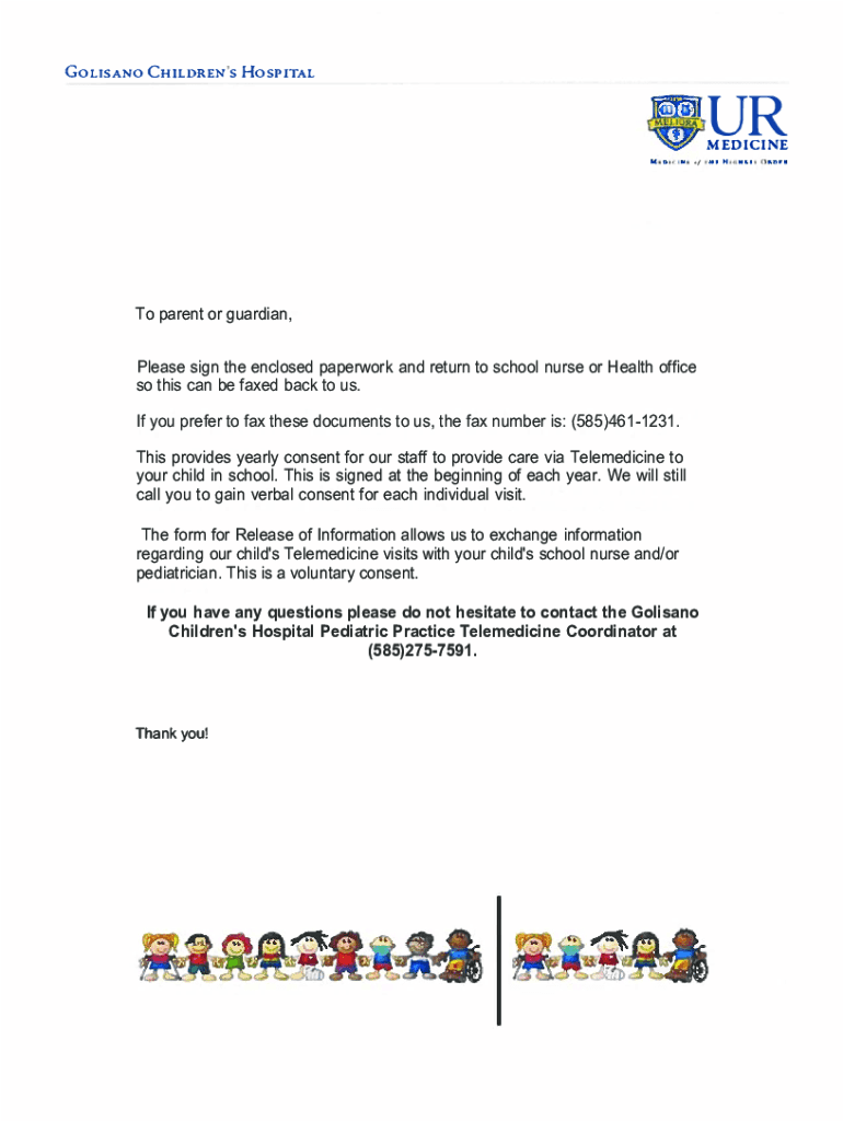 Fillable Online To parent or guardian, Please sign the enclosed ...