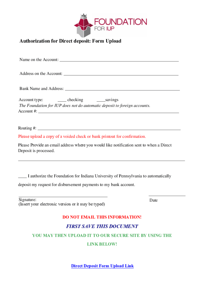 Fillable Online Authorization for automatic deposit: Fax Email Print ...