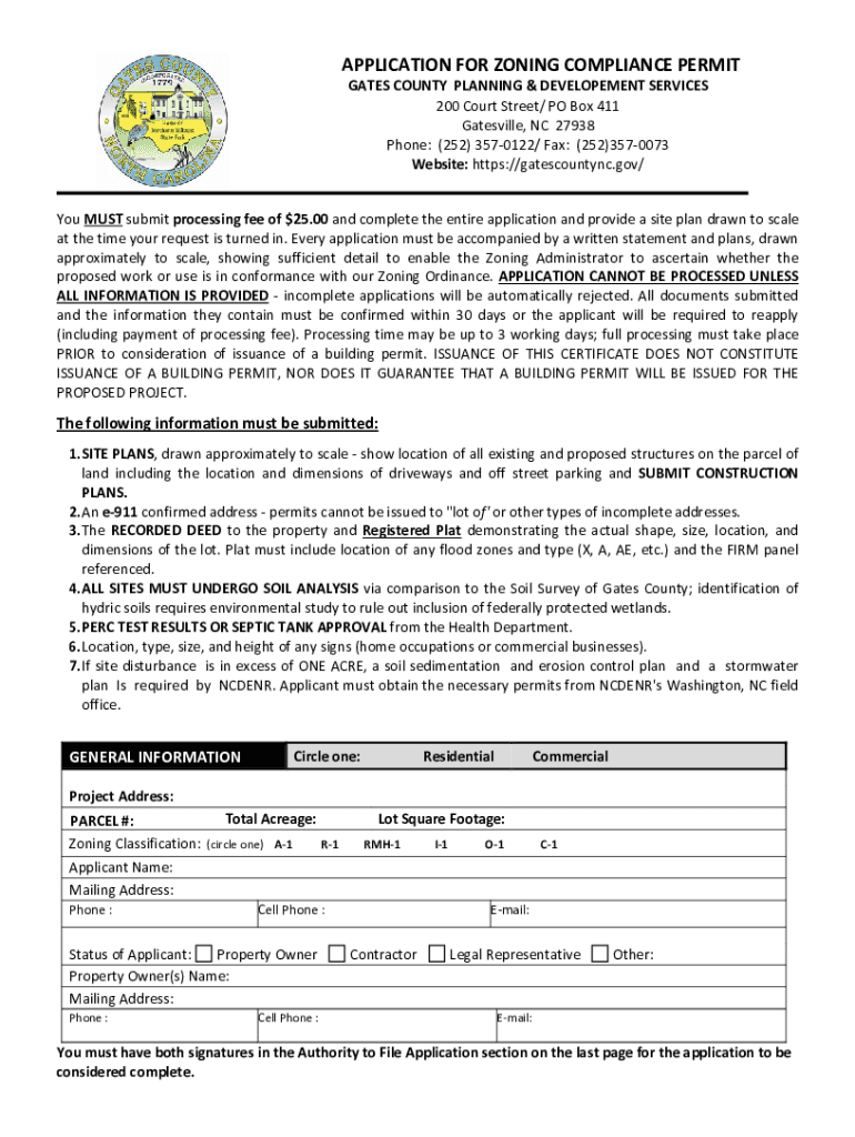 Fillable Online Application For Zoning Compliance Permit Fax Email Print - pdfFiller