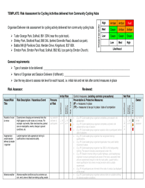 Fillable Online TEMPLATE: Risk Assessment for Cycling Activities ...