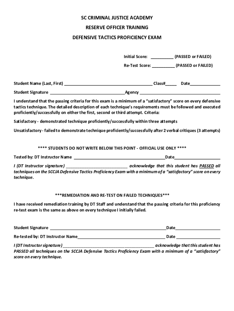 Fillable Online sccja sc Pre-Police Academy Training - Academic ...