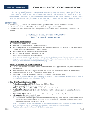 Fillable Online NIH R01/R21 Review Sheet Fax Email Print - pdfFiller