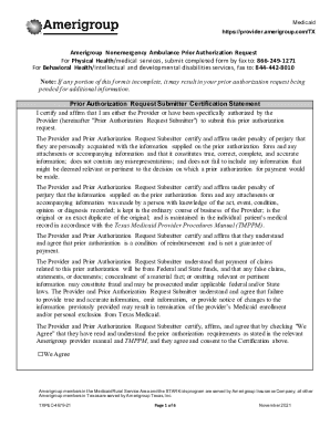 Fillable Online Non-emergency ambulance prior authorization update Fax ...