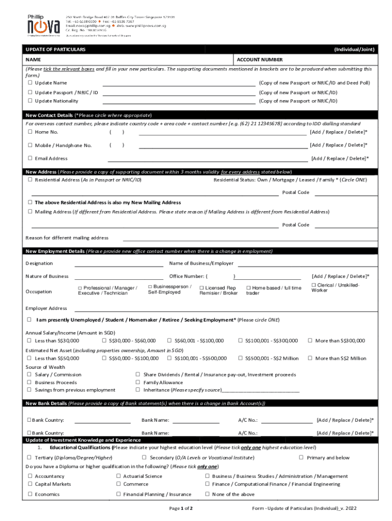 Fillable Online Page 1 of 2 Form - Update of Particulars (Individual)v ...
