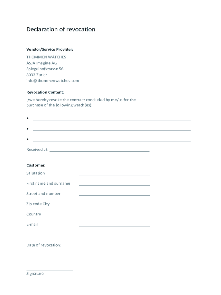 Fillable Online Declaration of revocation Fax Email Print - pdfFiller