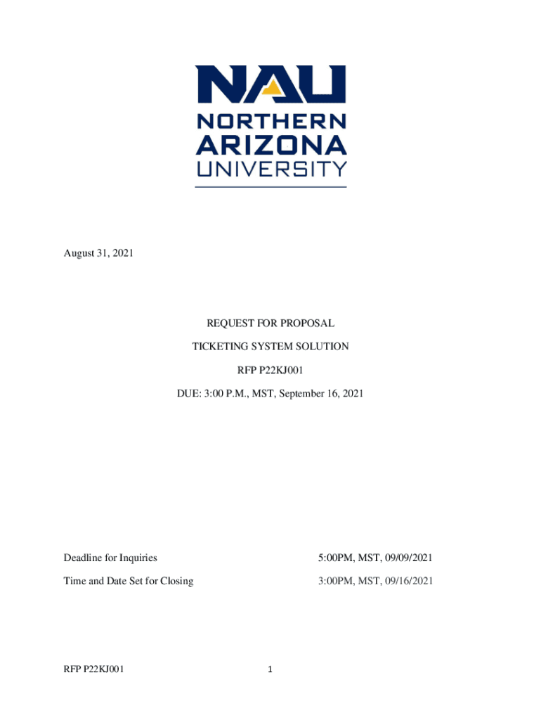 Fillable Online Request for Proposal Ticketing System Solution RFP Fax ...
