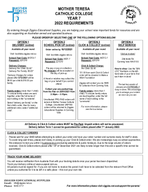 Fillable Online Mother Teresa Catholic College YEAR SEVEN 2 Resource ...