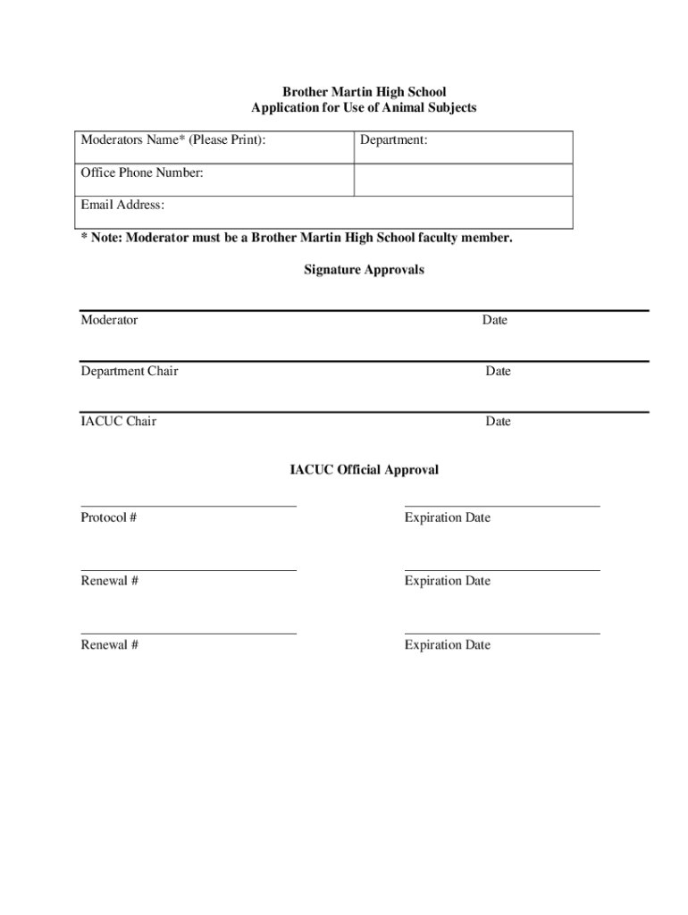 Fillable Online Brother Martin High School Employment Application Fax ...