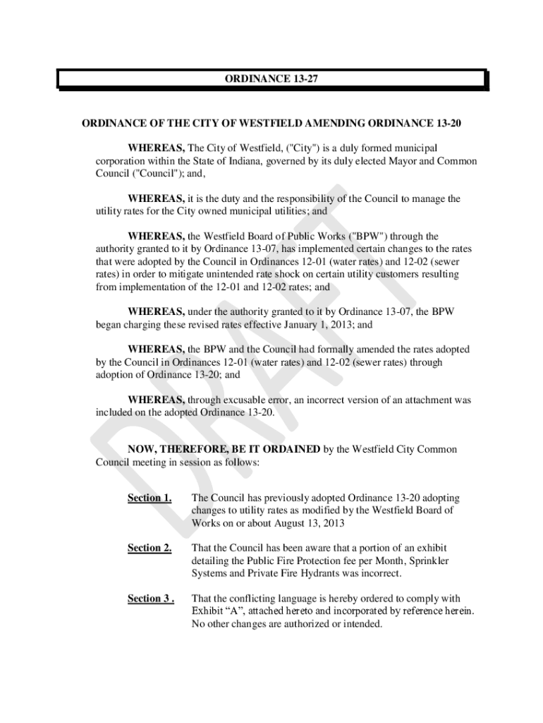 Fillable Online ORDINANCE 13-27 Fax Email Print - pdfFiller