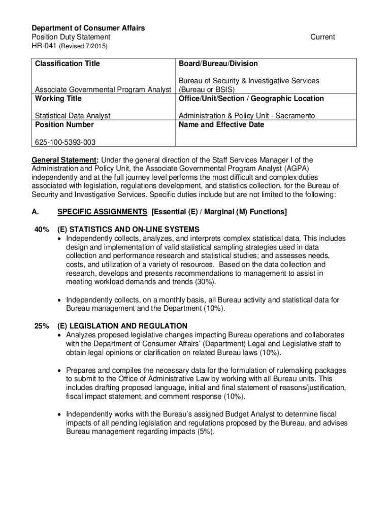 Fillable Online Associate Governmental Program Analyst Resume Example ...