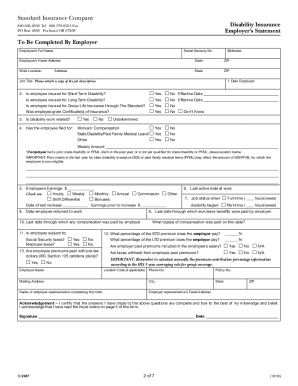 Fillable Online Get the free The Standard Short Term Disability Claim ...