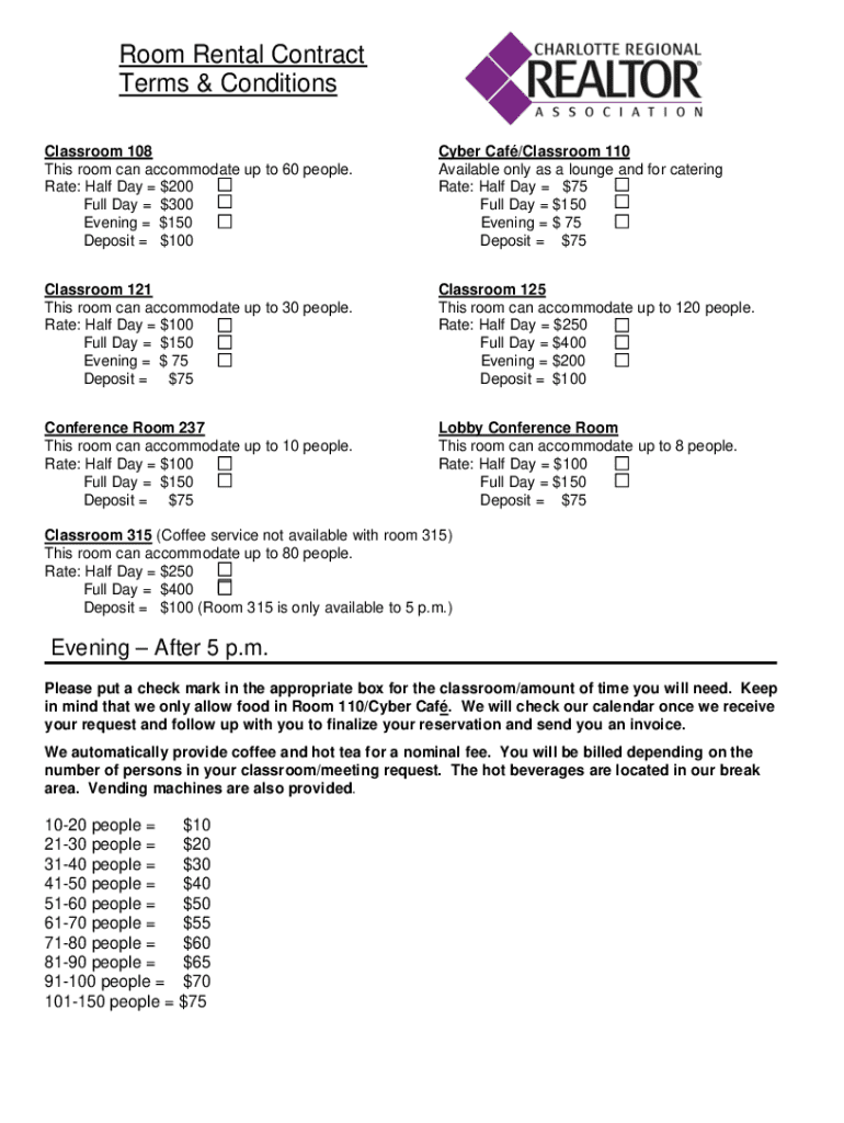 Fillable Online Room Rental Contract Fax Email Print - pdfFiller