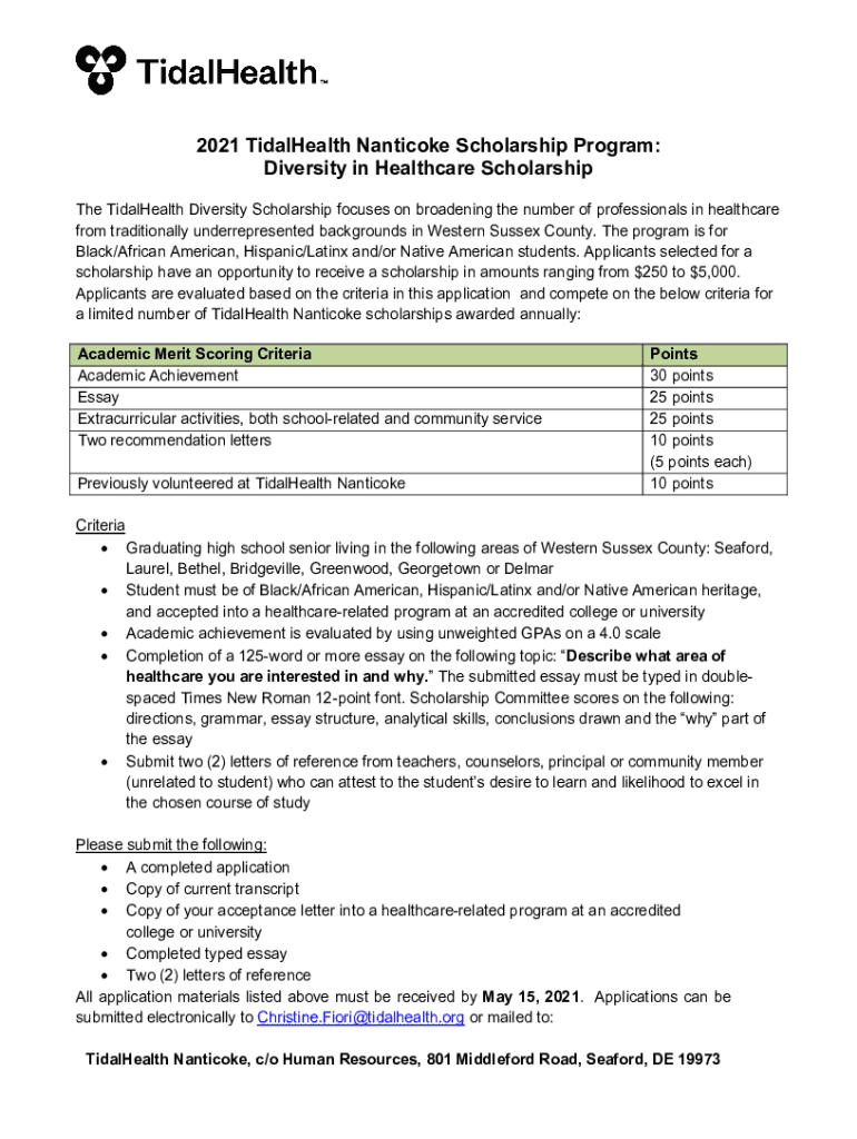 Fillable Online Health Professions Scholarship: Addressing The ...