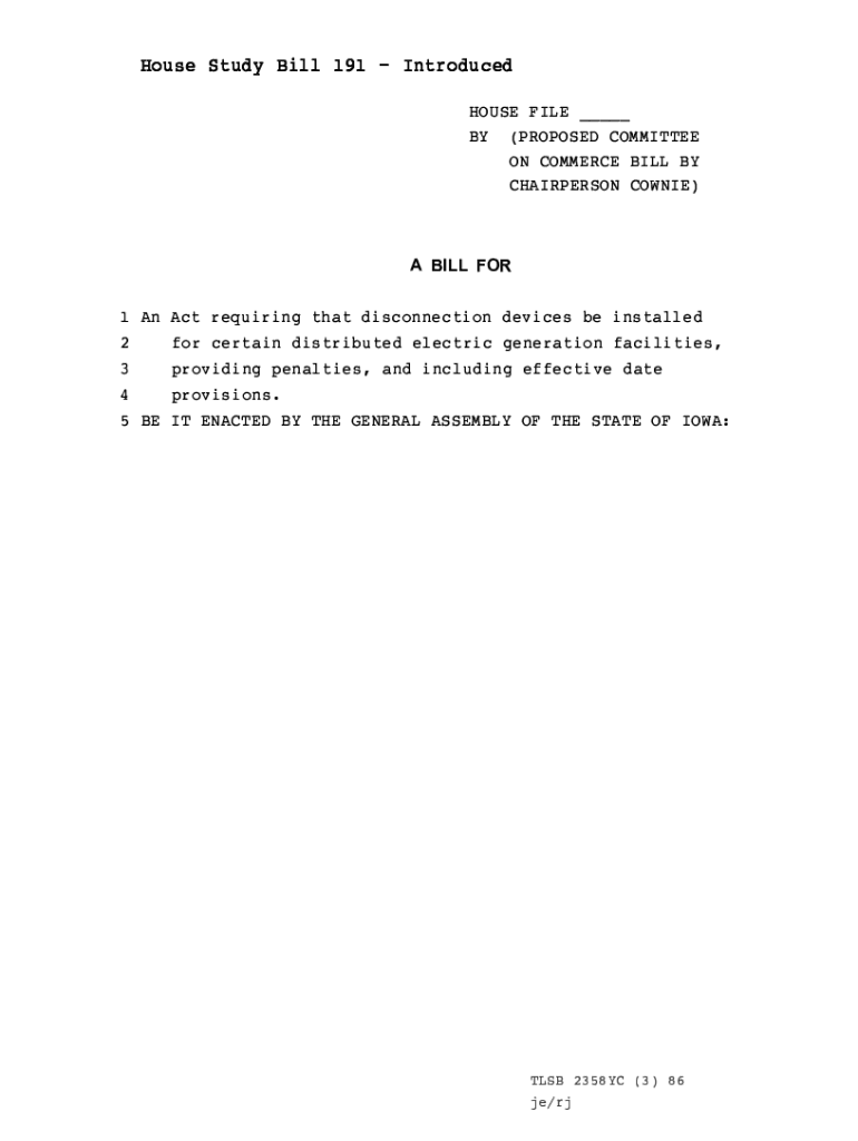 Fillable Online House Study Bill 191 - Introduced Fax Email Print ...