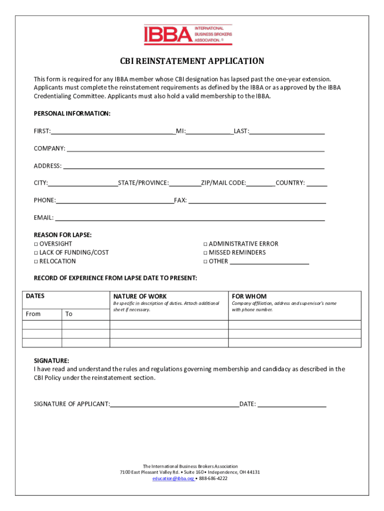 Fillable Online CBI Forms and Applications Fax Email Print - pdfFiller