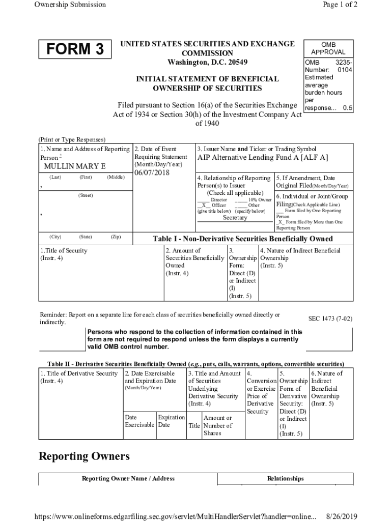 Fillable Online FORM 3 US SECURITIES AND EXCHANGE COMMISSION ... Fax Email Print - pdfFiller