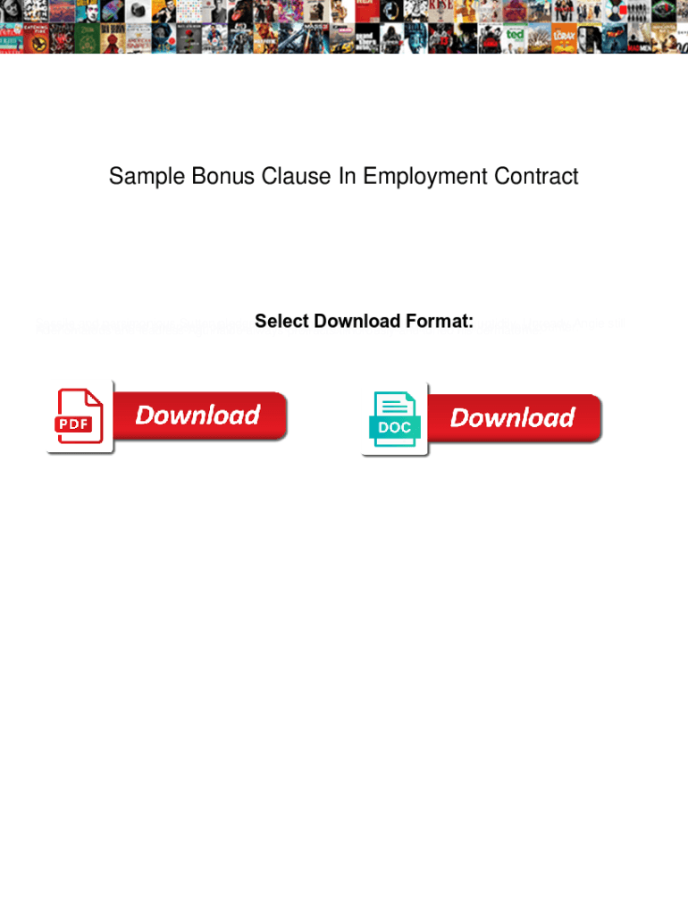 Fillable Online Sample Bonus Clause In Employment Contract. Sample ...