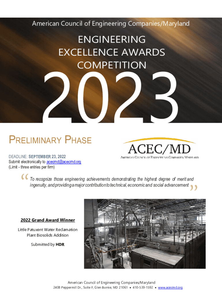 Fillable Online Engineering Excellence Awards Competition - ACEC Fax ...
