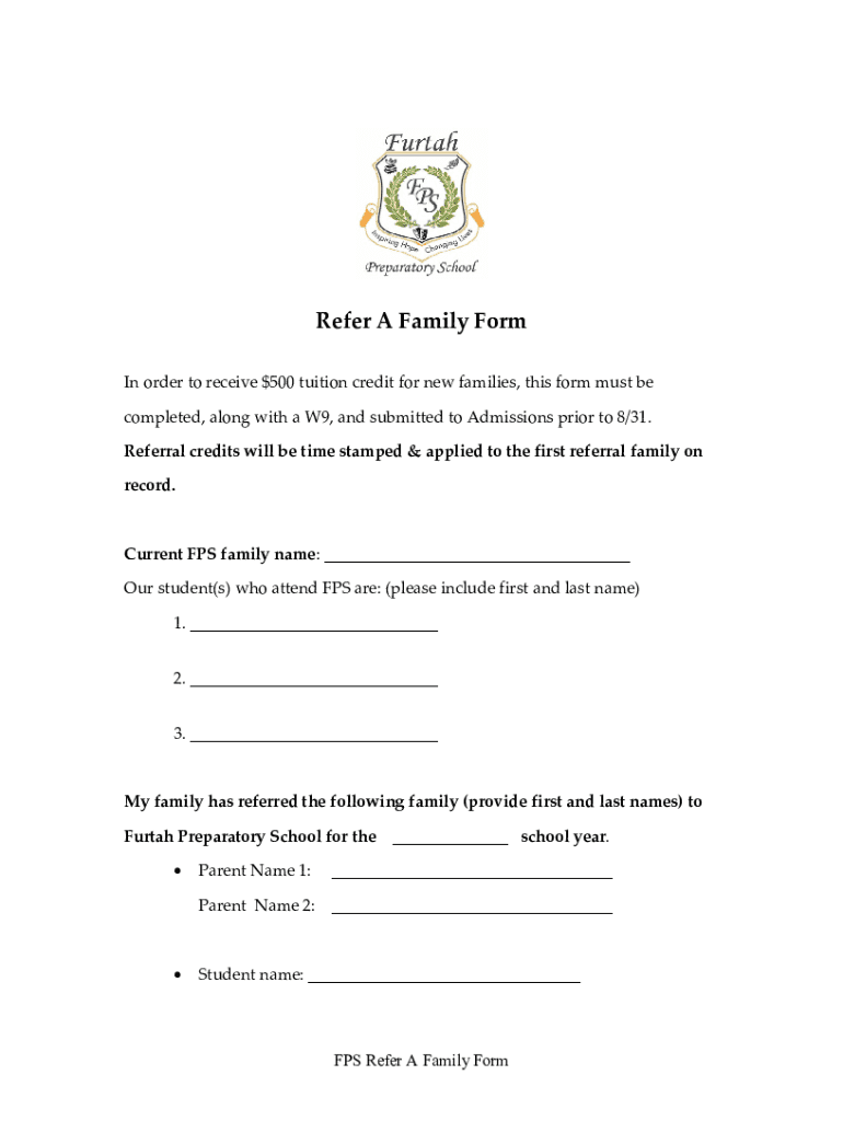 Fillable Online Refer A Family Form Fax Email Print - pdfFiller
