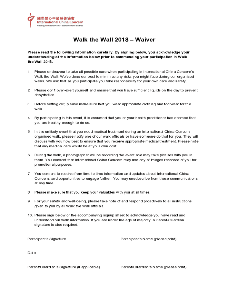 Fillable Online By signing below, I agree to the above waiver Signature ...