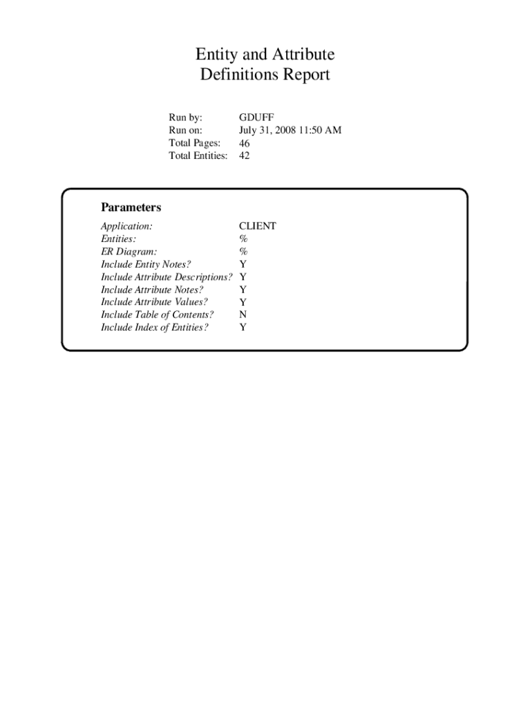 Fillable Online Entity and Attribute Definitions Report Fax Email Print - pdfFiller