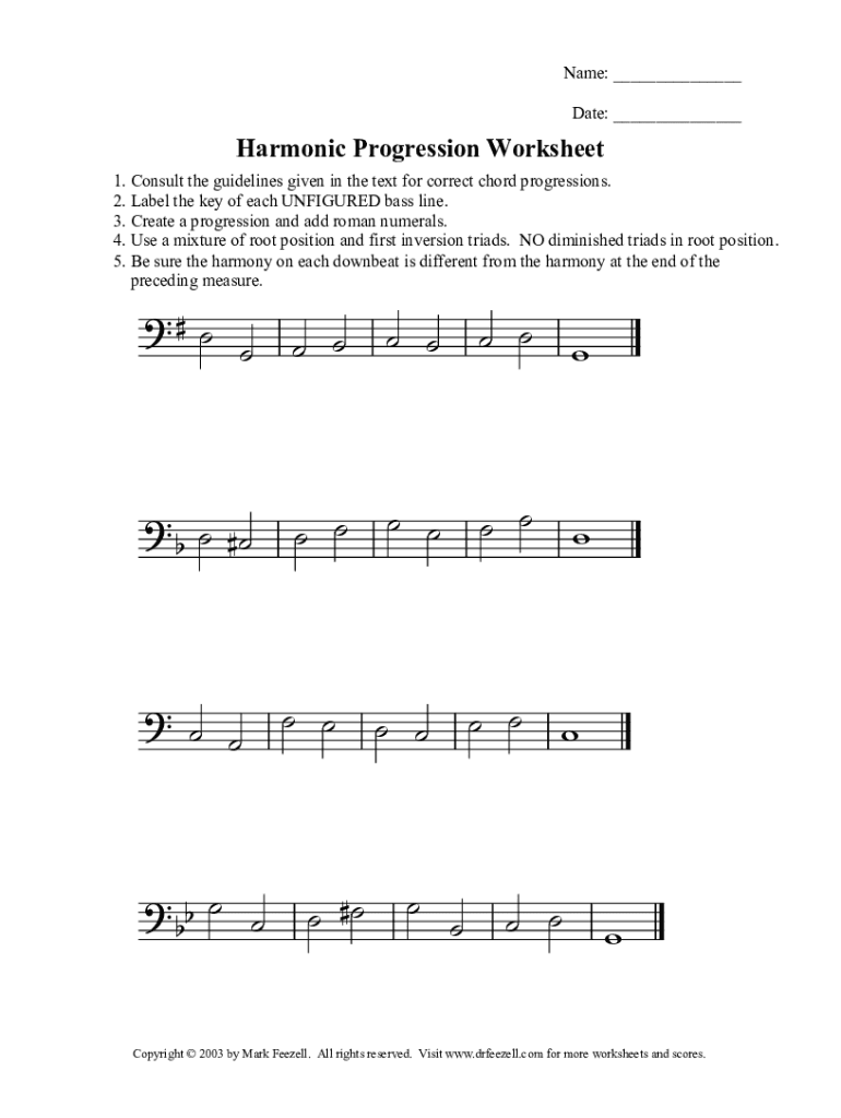Fillable Online Harmonic Progression Worksheet Fax Email Print - pdfFiller
