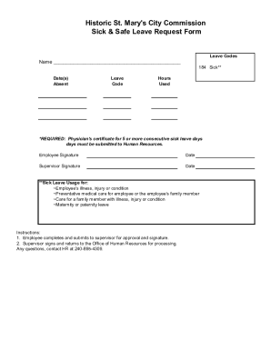 Fillable Online Sick & Safe Leave Request Form Fax Email Print - pdfFiller