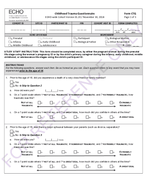 Fillable Online Childhood Trauma Questionnaire Form CTQ Fax Email Print ...
