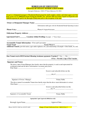 Fillable Online residential rental property tenant notification form ...