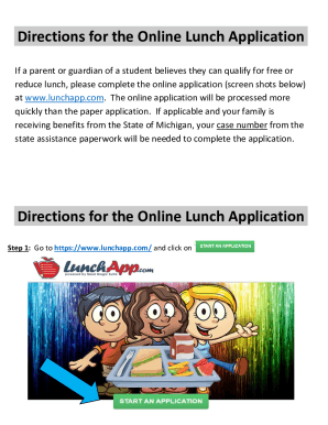 Fillable Online Directions for the Online Lunch Application Fax Email ...