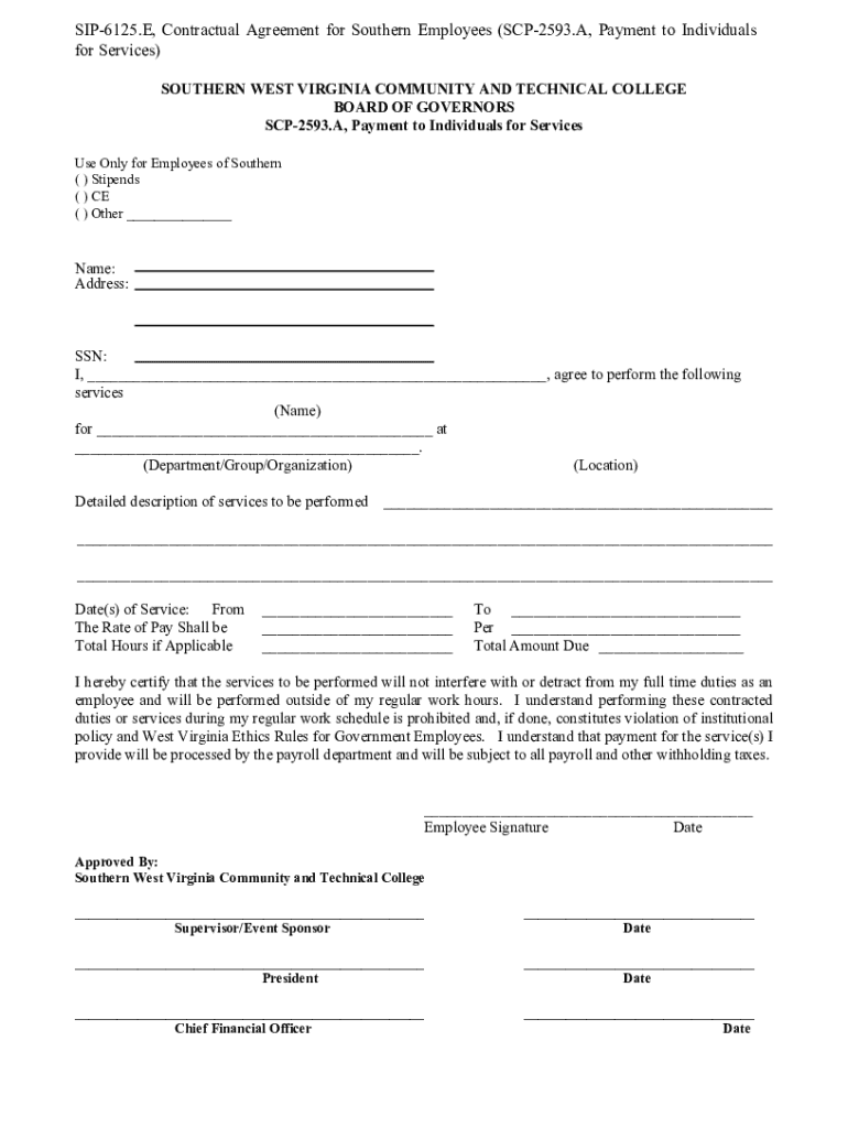 Fillable Online SIP-6125.E-SCP 2593.A Payment to Indiv for Services ...