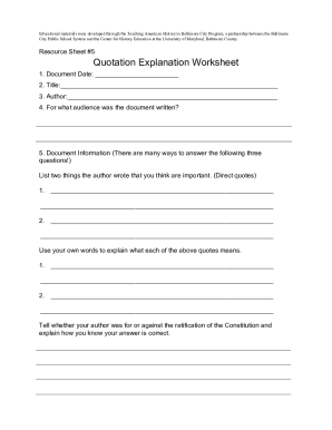 Fillable Online Quotation Explanation Worksheet Fax Email Print - pdfFiller