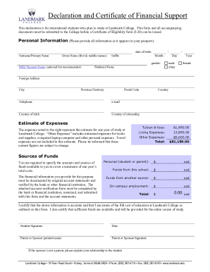 Fillable Online Financial Policies, Tuition, and Fees - Landmark ...