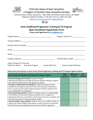 Fillable Online Child Care Aware of NH, a Program of Southern New ... Fax Email Print - pdfFiller