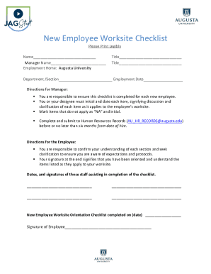 Fillable Online NEW EMPLOYEE CHECKLIST FOR SUPERVISORS Fax Email Print - pdfFiller