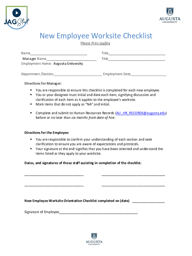 Fillable Online NEW EMPLOYEE CHECKLIST FOR SUPERVISORS Fax Email Print - pdfFiller