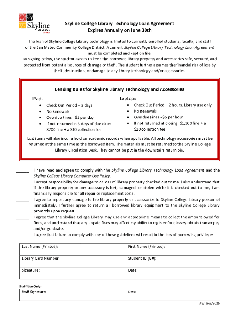 Fillable Online Technology Loan Program - San Mateo CCCD - Virtual ...