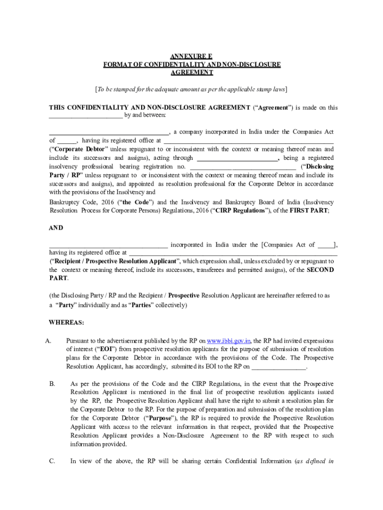 Fillable Online II Framework Confidentiality Agreement Cum Undertaking ...