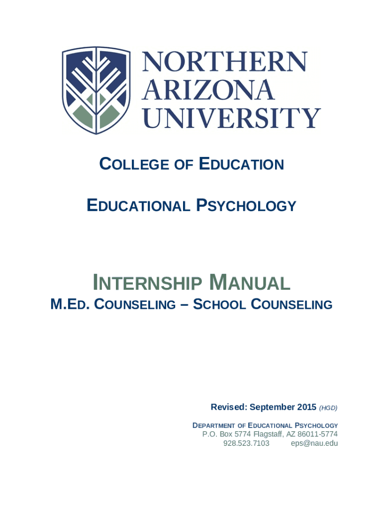 EPS Internship Manual M.Ed. Counseling Doc Template | pdfFiller
