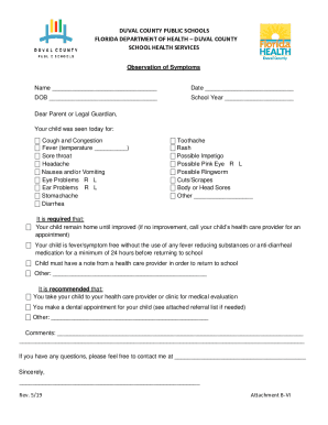 Fillable Online School Health Services / School Health Forms Fax Email ...