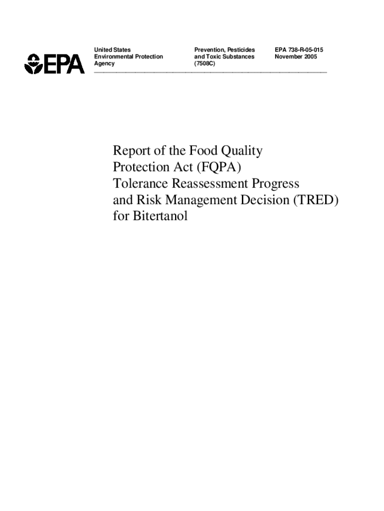 Fillable Online US EPA - Pesticides - Tolerance Reassessment and Risk ...