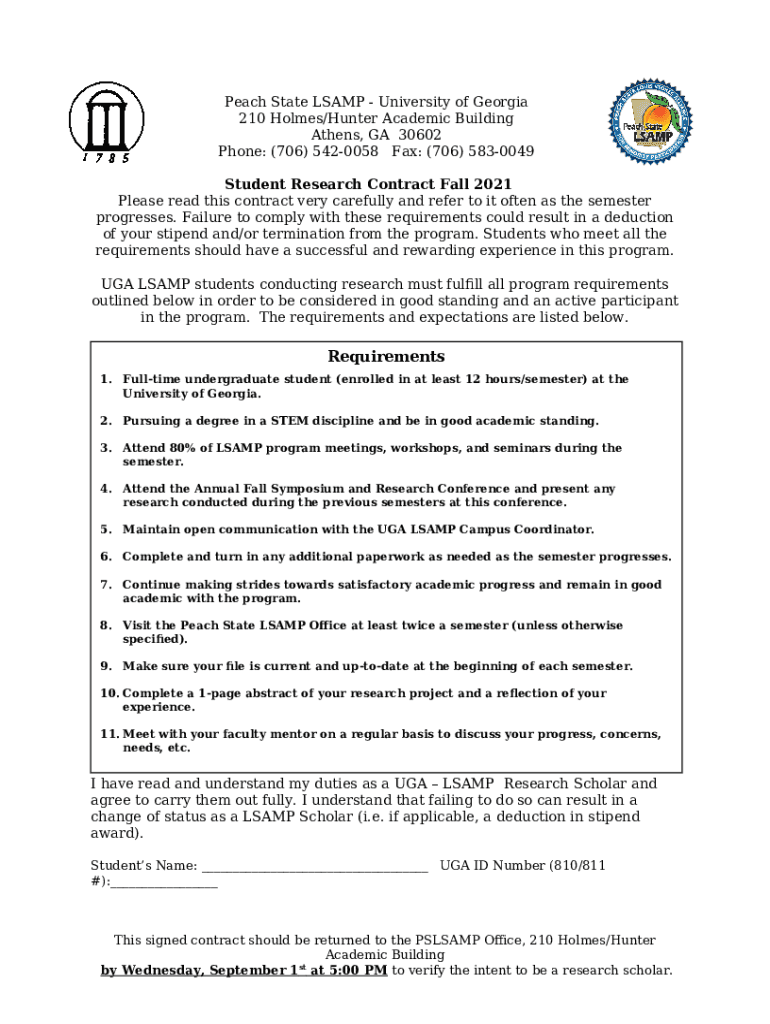 Get the free Peach State LSAMP University of Georgia 210 ... - pslsamp uga Doc Template | pdfFiller