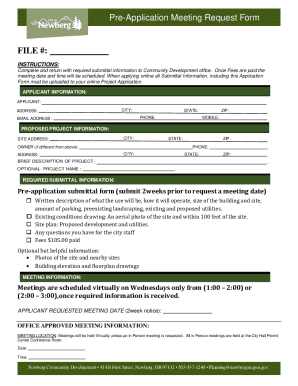 Fillable Online Pre-Application Meeting Request Form InstructionsOhio ...