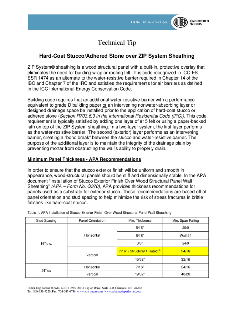 Fillable Online Stucco to Adhered Stone over ZIP System Sheathing Fax ...